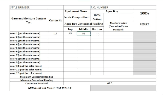 Create a smart moisture or mold test excel sheet for instant qc results ...