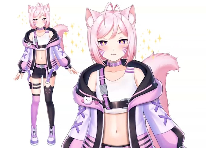 Draw and rig live2d vtuber model, 2d vtuber model, vtuber commission, 2d avatar by Willener | Fiverr