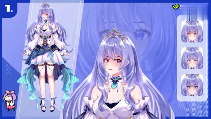 Diseño y montaje de modelo vtuber en vivo2d, modelo vtuber, diseño ...