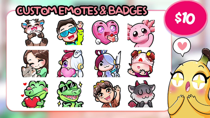 Draw cute custom emotes by Bananaa_tv | Fiverr