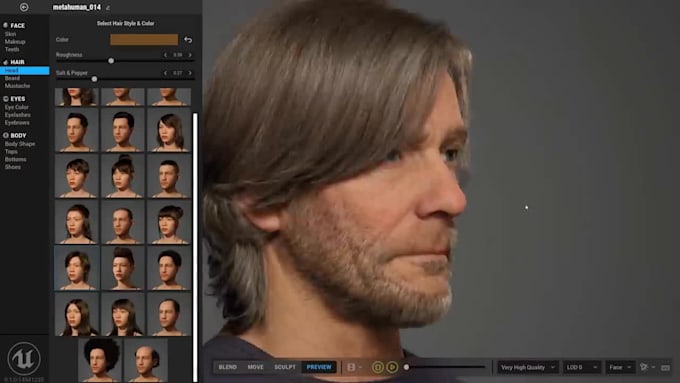 Create a realistic 3d metahuman 3d sculpture 3d character model in ...