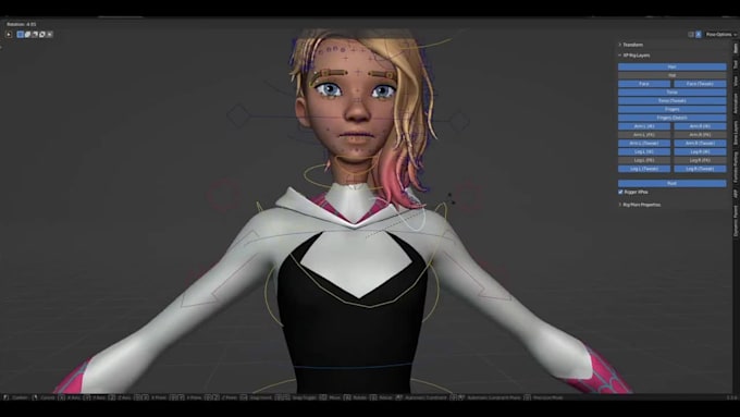 Add rig to humanoid 3d model, unreal rig, blender rig, maya rig, 3ds ...
