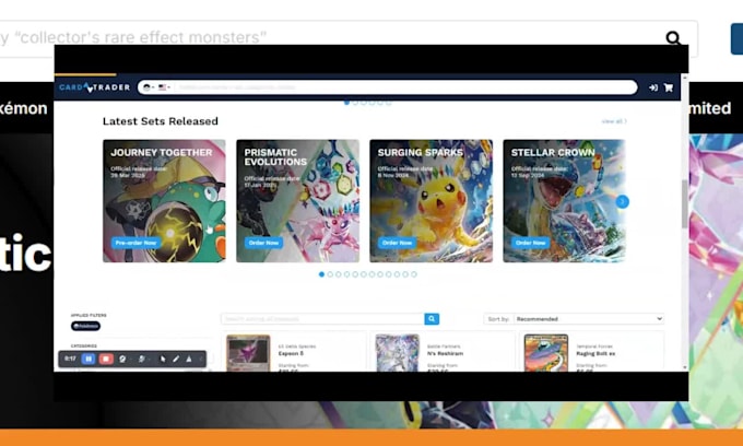 Trading card website trading card ecommerce website trading card ...