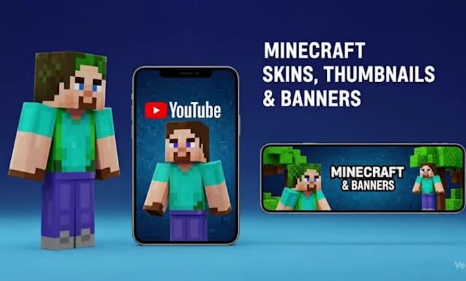 Create custom minecraft skin, hd thumbnail, gaming banner, and server ...
