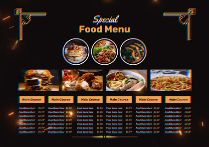 Make food menu design by Usman3232 | Fiverr