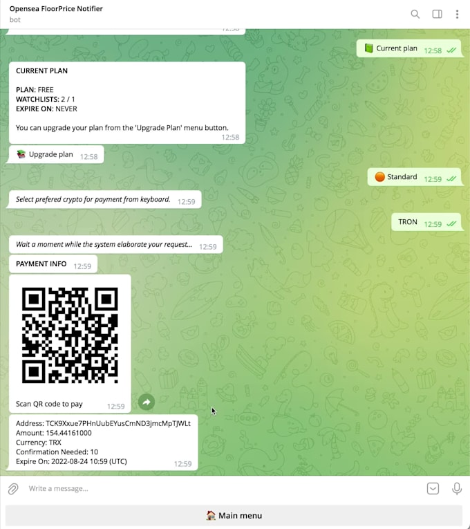 Do telegram bot with crypto payment or subscription by Steebono | Fiverr