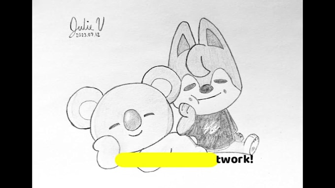 Hand draw a crossover of cartoon characters by Juliev93 | Fiverr