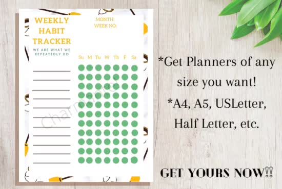 Design printable planner and habit tracker by Charmante_ame | Fiverr