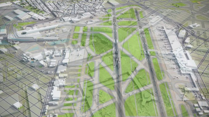Do 3d airport layout design, 3d airport landscape, 3d airport scenery ...