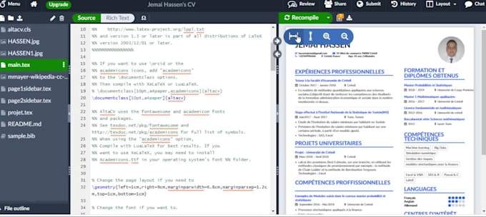 Create a professional resume or cv in overleaf latex by Shafaqyaqoob ...