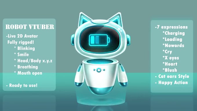 Make a 2d vtuber robot model, 2d robot vtuber rigging, live2d robot ...