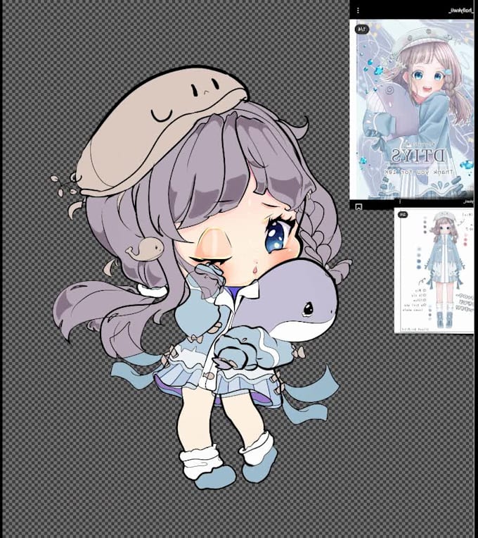 Illustrate your character in a cute, fun and bubbly style by Protek ...