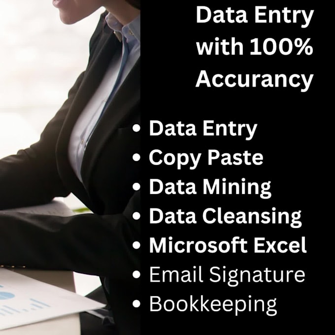 Data entry, data typing, copypaste, data cleaning, data mining, bookkeeping data by Idrees5546 ...