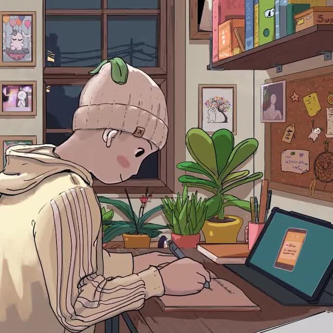 Create lofi animation, lofi loop animation gif animation, illustration Create lofi animation, lofi loop animation gif animation, illustration