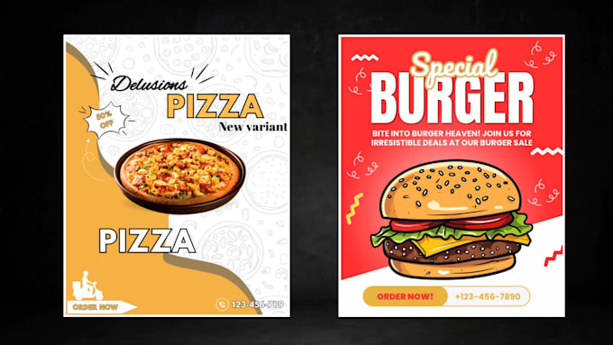 Design attractive food poster, food flyer, restaurant menu, social ...
