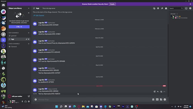 Give you a custom player log bot using discord by Shipy_ | Fiverr
