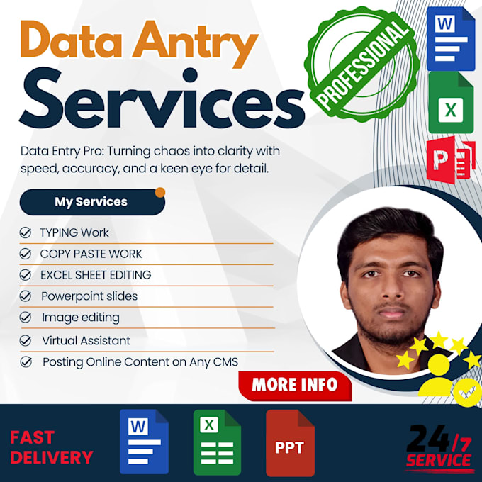 Do data entry pro, copy paste, typing and admin support by Naveen_lp | Fiverr