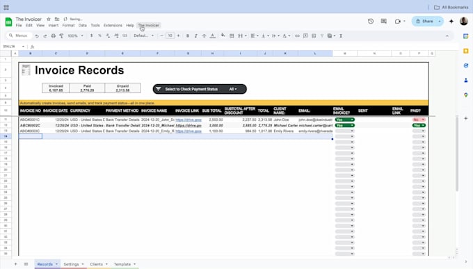Develop a smart invoice template in google sheets by Rogersmugisa | Fiverr
