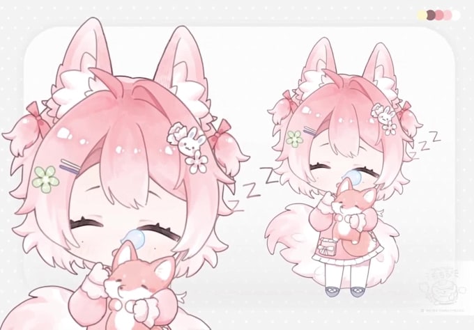 Draw live2d chibi vtuber model, live2d rigging, chibi art character ...
