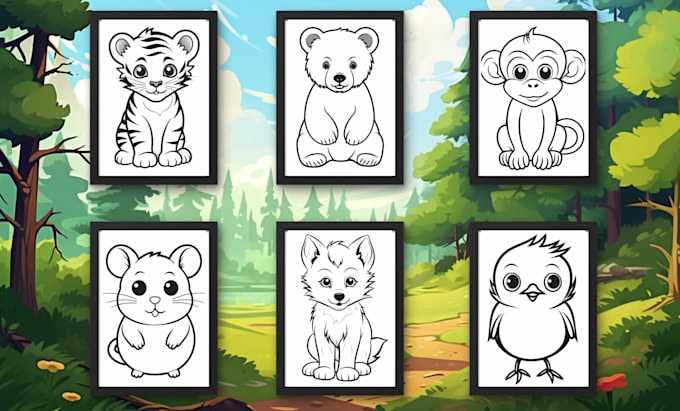 Create children animal coloring page by Apex_labs1950 | Fiverr