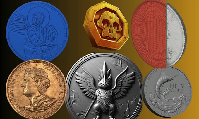 Sculpt 3d coin model bas relief cnc design medallion 3d coin logo 3d ...