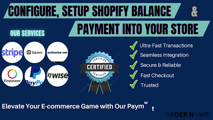 Configure, setup shopify balance and payment into your store by Tinawill493 | Fiverr