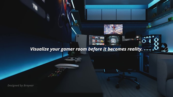 Design a custom 3d gaming setup with render and layout by Brayearrf ...