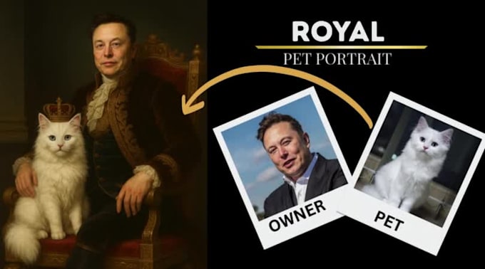 Create a royal pet and owner portrait custom royal digital art by ...