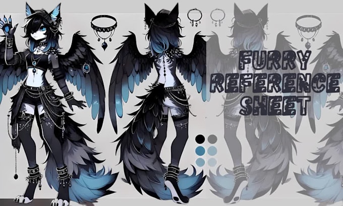 Create high quality nsfw furry reference sheets, custom fursona ref art ...