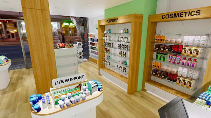 Professionally render and design your 3d retail store, shop, café ...