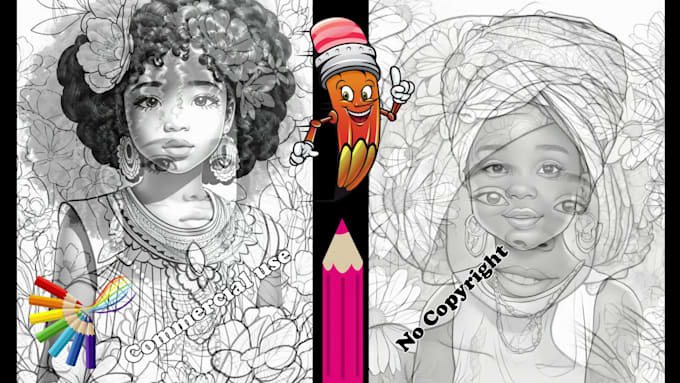 Make african american kids coloring book pages by Aadigital5 | Fiverr