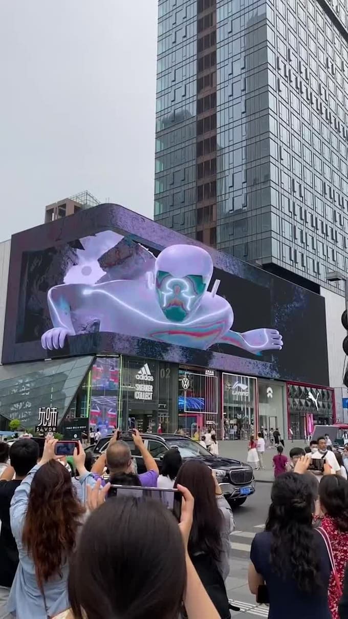 Do 3d led billboard anamorphic display, 3d anamorphic animation,3d cgi ...
