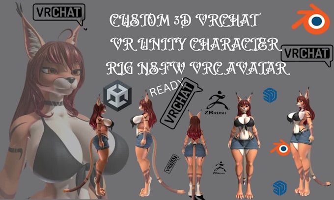 3d nsfw model, custom furry vrchat avatar, furry vr avatar, fursona vtuber model by Dayorr | Fiverr