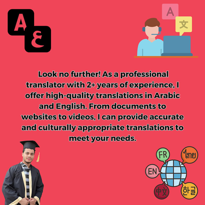 Translate english to native professional arabic today by Mrrado7 | Fiverr