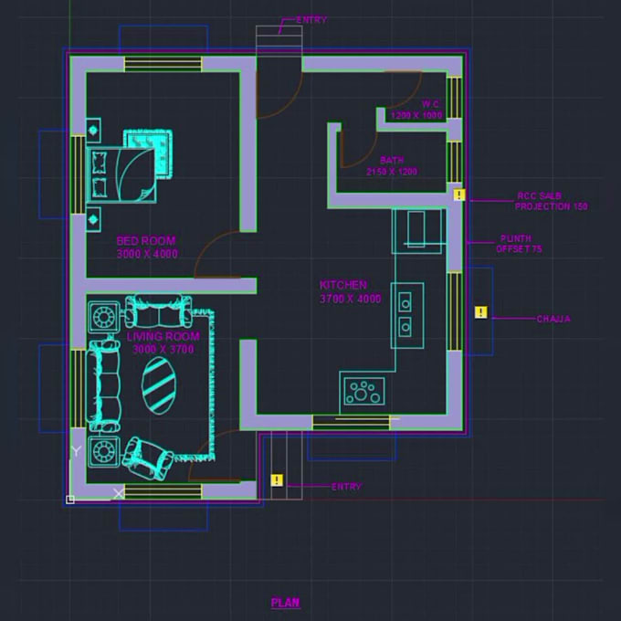 Do your blueprint, sketches by our expertise into autocad 2d by ...