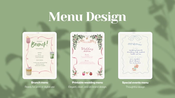 Design a custom restaurant, wedding, or event menu with artistic style ...