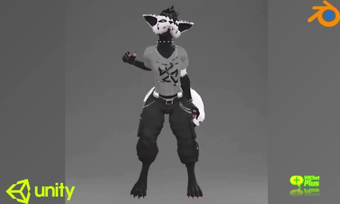 Create furry vrchat avatar fursona 3d model furry vtuber protogen model ...