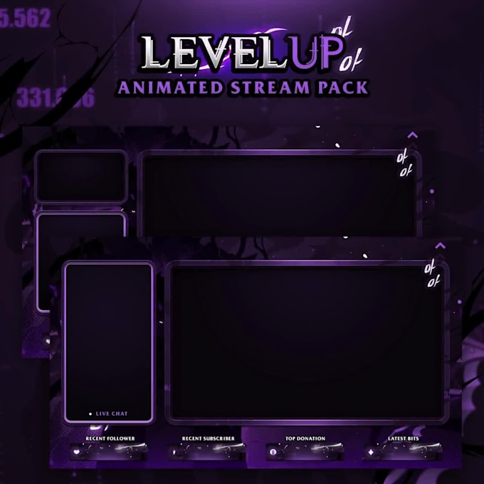 Design anime twitch overlay, panels, alerts, emotes, badges, stream ...