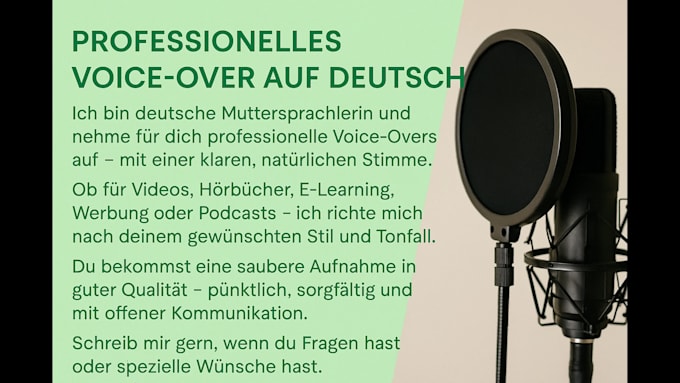 Record a clear and natural german voice over by Sweetgaming272 | Fiverr