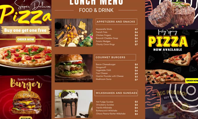 Design menu design in canva by Beenishriz | Fiverr