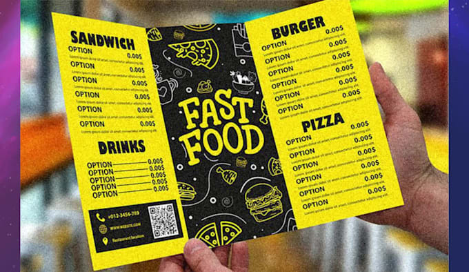 Catchy design a café, food menu, pizza menu for you by Davosky1173 | Fiverr