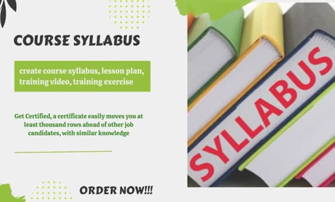 Create course syllabus, lesson plan, training video, training exercise ...
