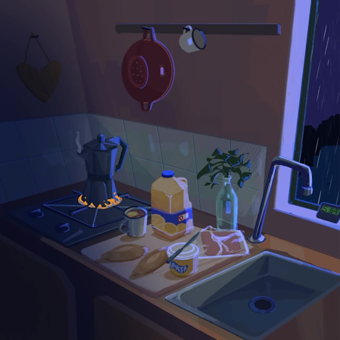 Do simple and cozy mini loop animations handmade digital art by ...