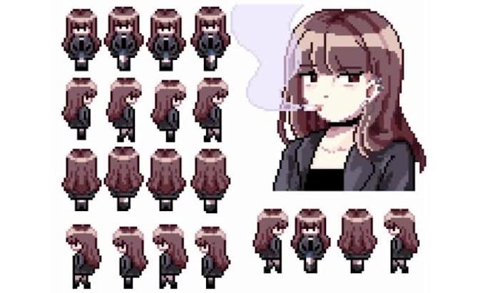 Draw 2d pixel art character sprite sheet, retro art , pixel game art ...