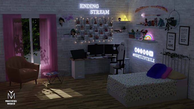 A 3d starting soon custom screen with full room by Nightlynyrule | Fiverr