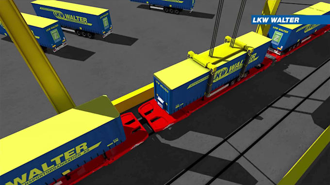 Create 3d train animation, train transportation process, 3d warehouse ...