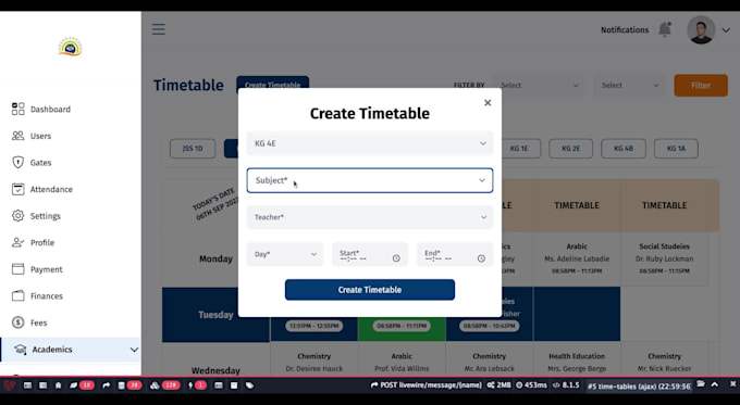 Create web base timetable dashboard using laravel by Bridgetebi | Fiverr