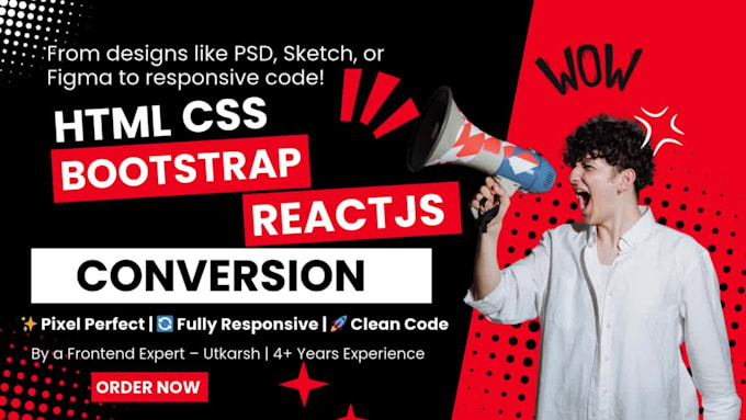 Convert figma, psd, xd to responsive html, css, bootstrap by Yadav_utkarsh | Fiverr