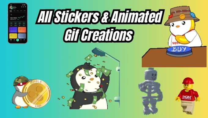 Do telegram stickers, crypto animated stickers, cartoon character ...