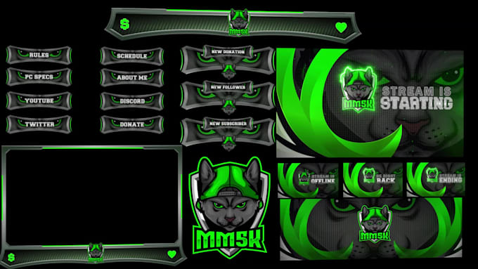 Design cool twitch overlay, kick, twitch logo, animated stream overlay ...